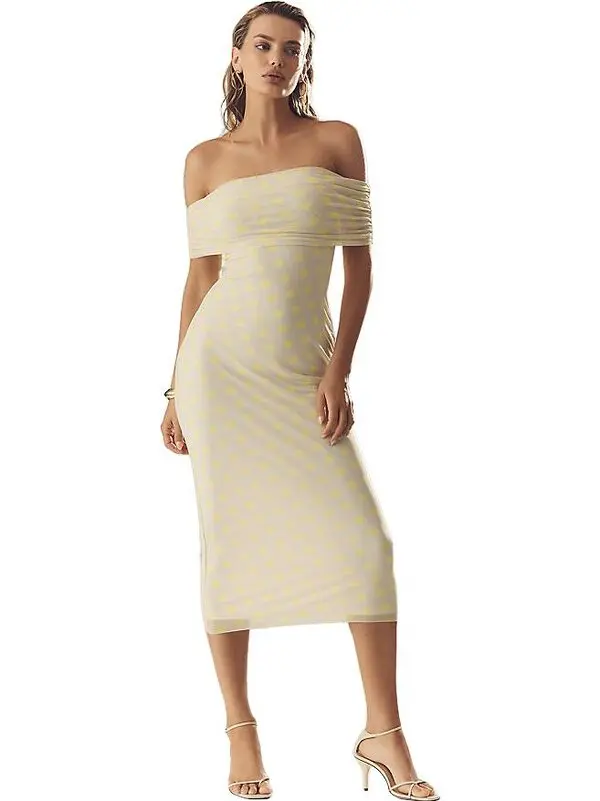 AFRM Zamora Mesh Midi Dress - Sun Dot