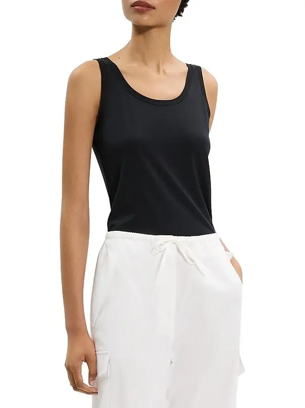 Theory Sweater Trim Double Scoop Tank - Black