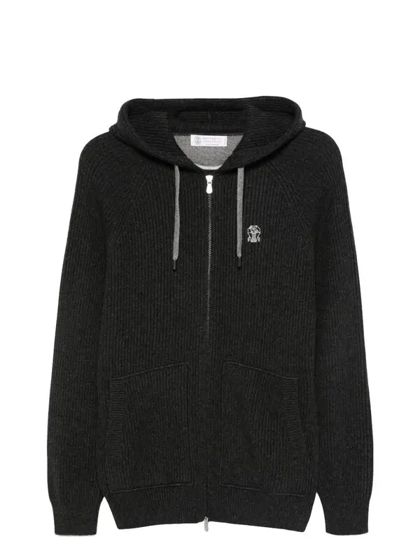 Brunello Cucinelli Cashmere Zipped Hoodie - Grey