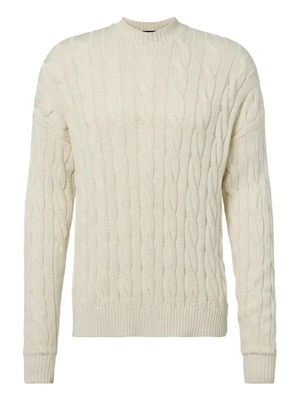 Dunhill Cable-knit Cotton And Silk Sweater - White