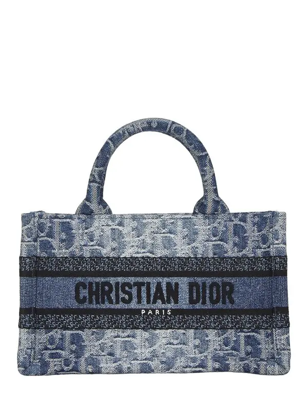 Dior Oblique Denim Book Tote Mini - Blue