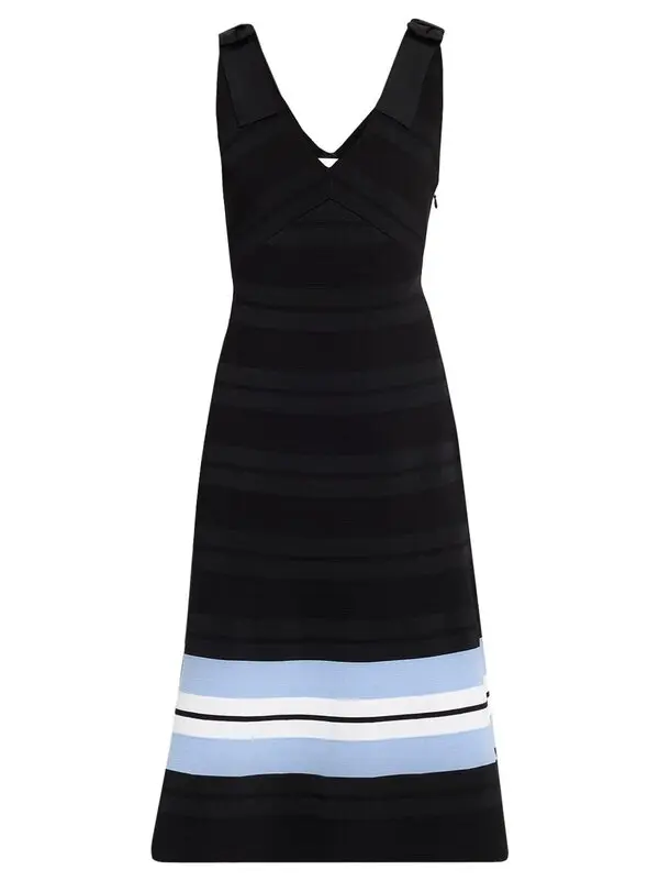 Carolina Herrera V-neck Fit-and-flare Midi Dress - Blkpat