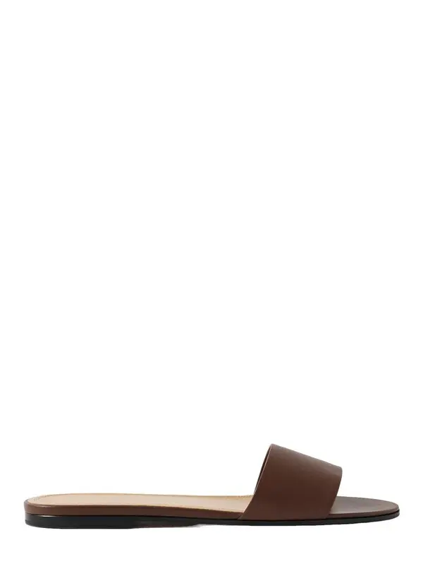 THE ROW Signum Leather Slides - Brown