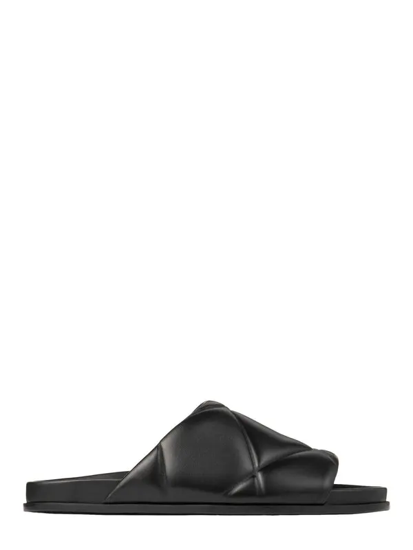 JIMMY CHOO Sav Quilted Leather Slides - Black