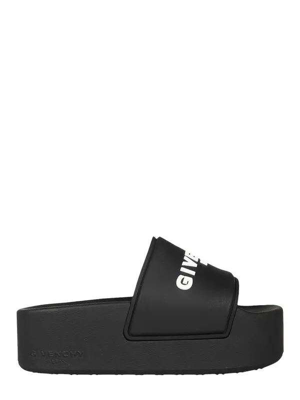 Givenchy Logo Embossed Platform Sandals - Black