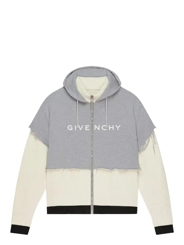 Givenchy Layered Zip-up Logo Sweater - Cream