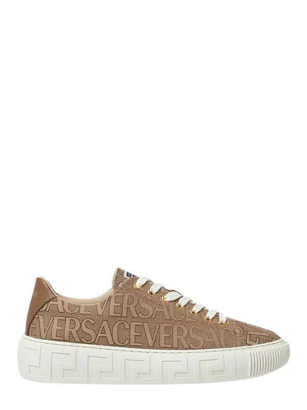 Versace Greca Allover Logo Sneakers - Brown