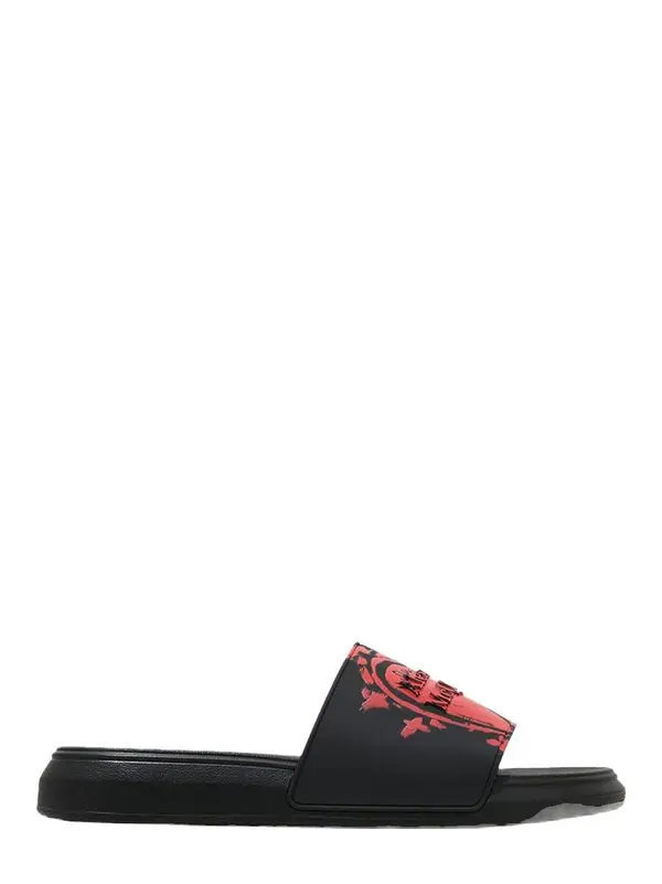 Alexander McQueen Pool Slide With Heart Logo - Black