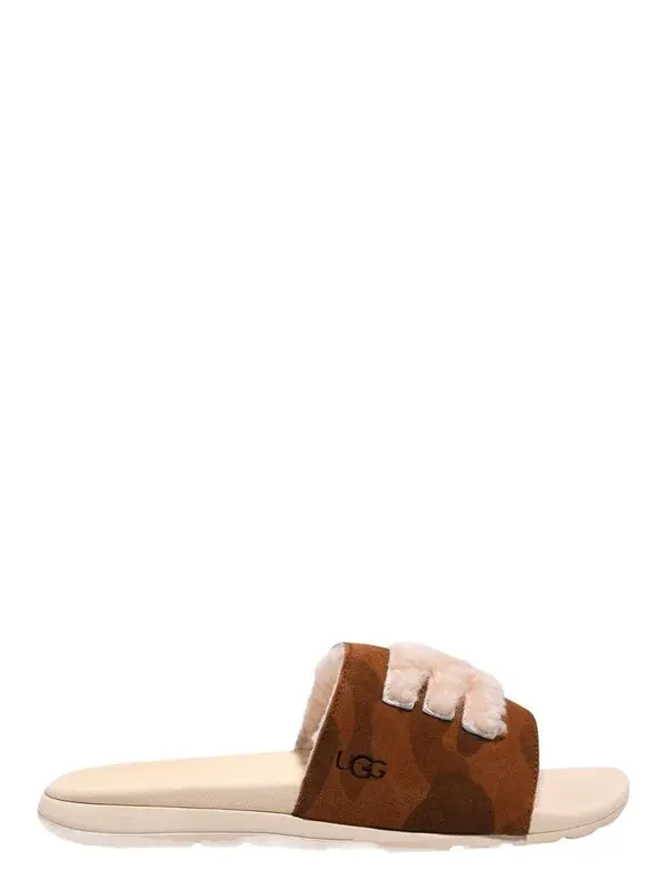 UGG A Bathing Ape X Xavier Fur Logo Slides - Brown