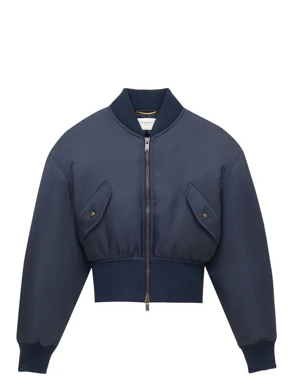 Saint Laurent Shell Bomber Jacket - Blue