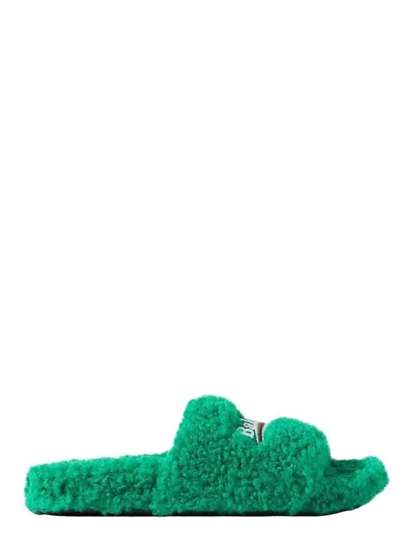 Balenciaga Furry Slides - Green