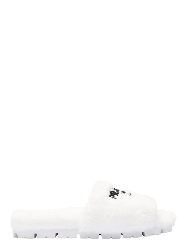 Prada Terry Cloth Slide With Embroidered Logo - White