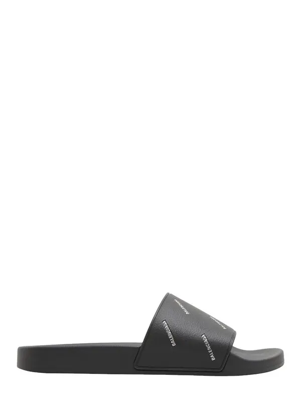 Balenciaga Pool Slides With Logo - Black