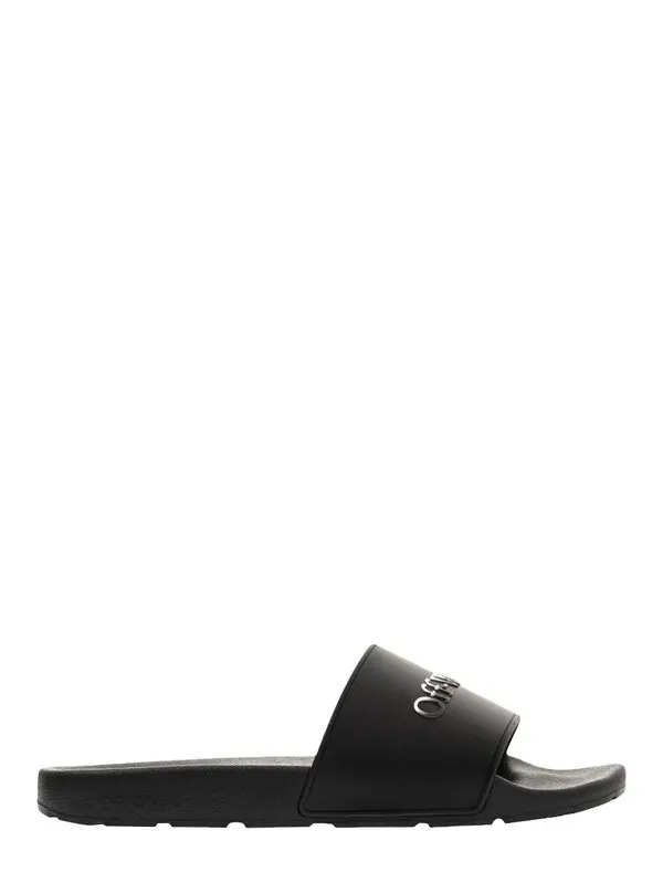 Off-White Bookish Slider With Silver Gradient Logo - Black