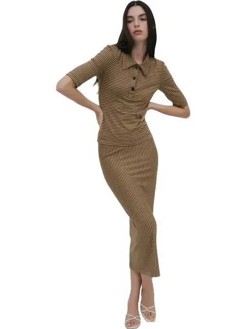Rosetta Getty Striped Polo T-shirt - Brown