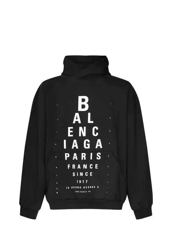 Balenciaga Optical Eye-chart Print Hoodie - Black