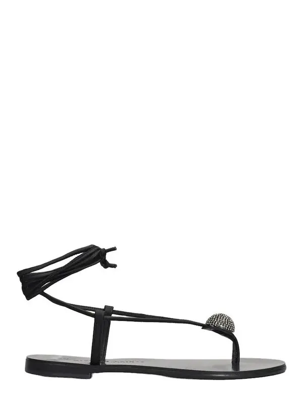 NICOLAS LAINAS Lace Up Leather Flats - Black