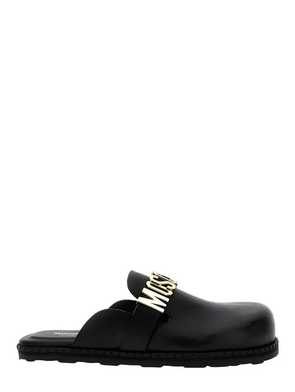Moschino Leather Sabots - Black