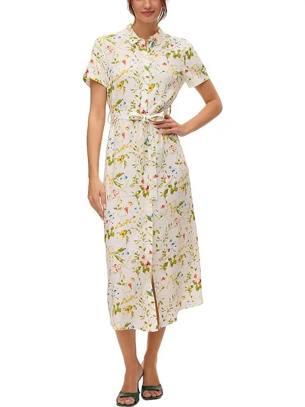 Vero Moda Short Sleeve Midi Shirt Dress - Snow White