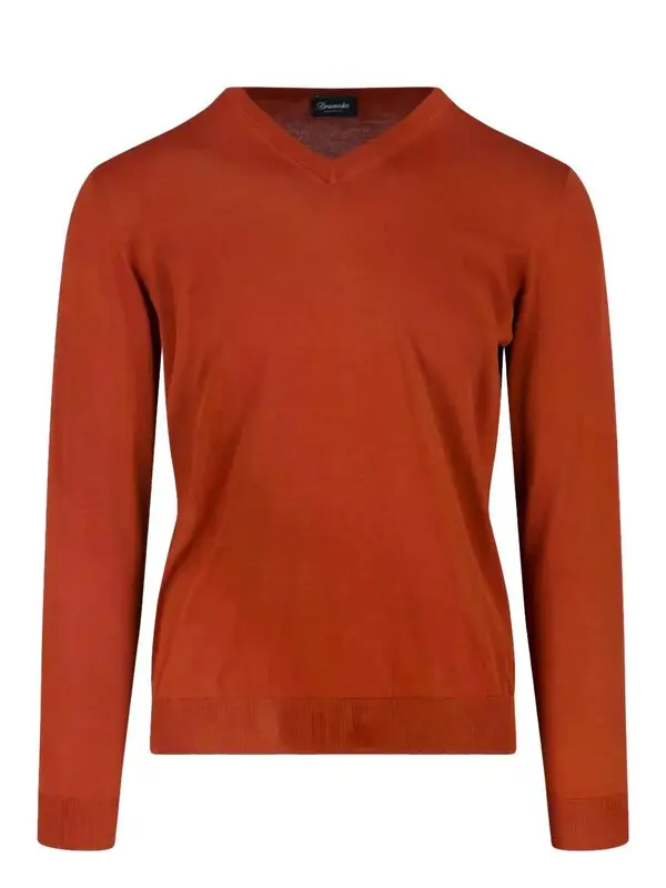 DRUMOHR V-neck Long Sleeve Sweater - Orange