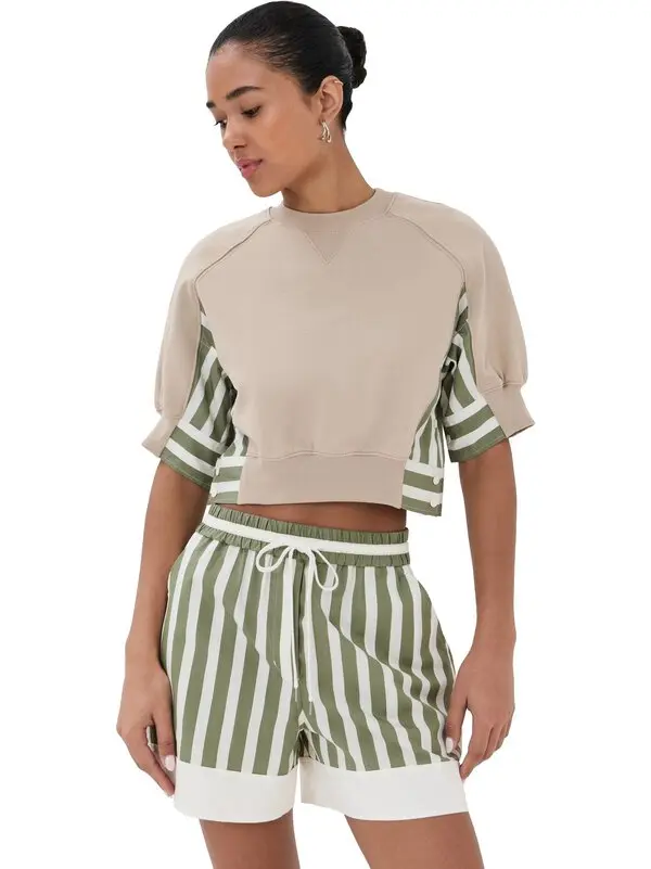 3.1 Phillip Lim Cropped Combo Sweatshirt - Concrete