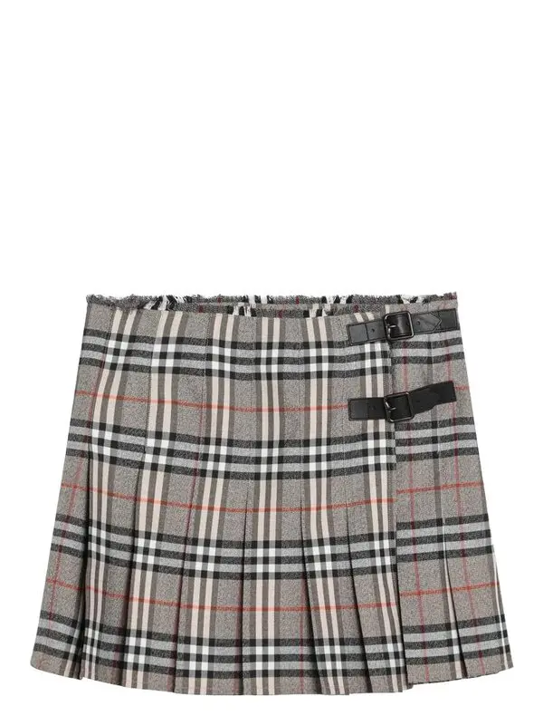 Burberry Check Pattern Kilt Skirt - Grey
