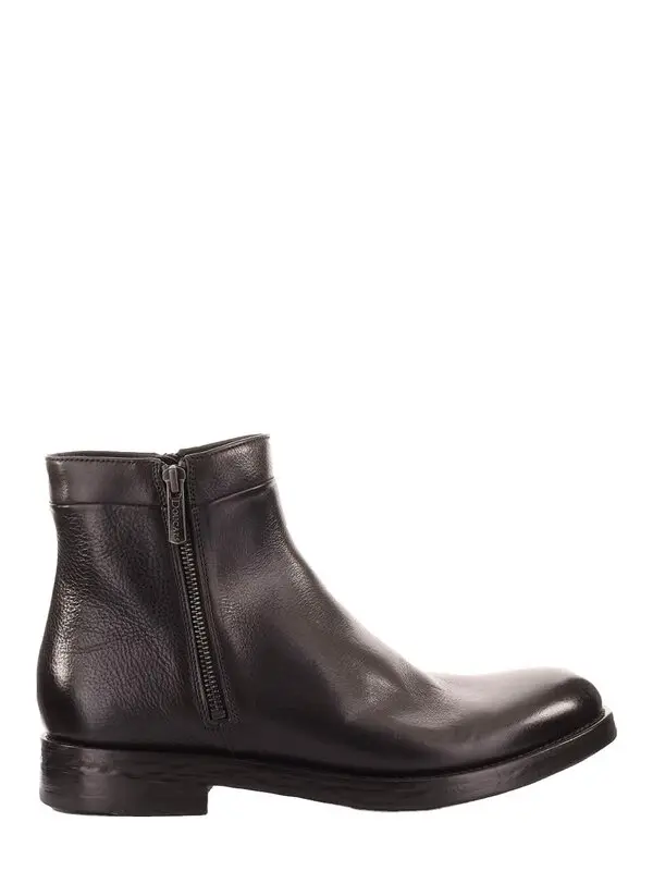 DOUCAL'S Leather Ankle Boot With Zip - Brown