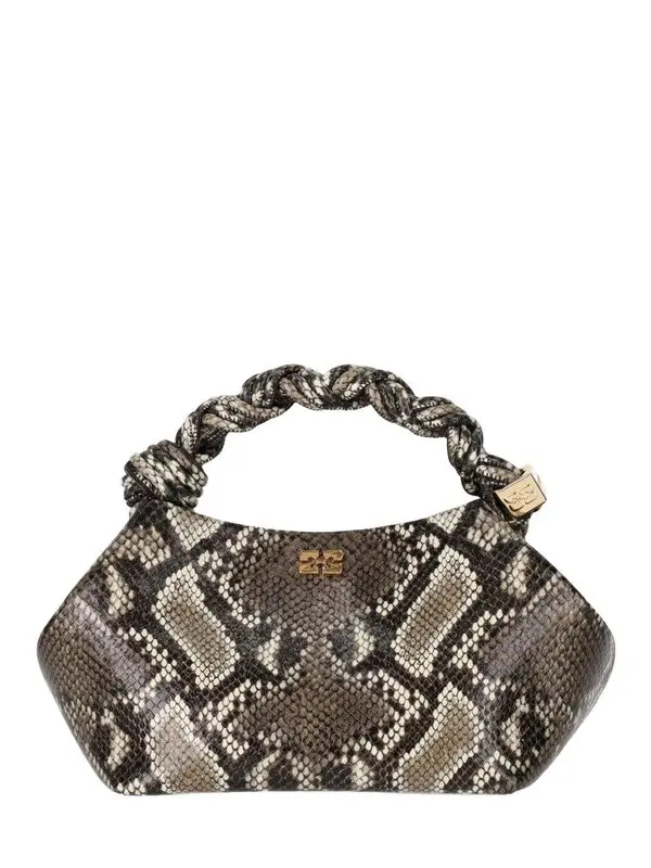 GANNI Bou Handbag With Python Print - Green