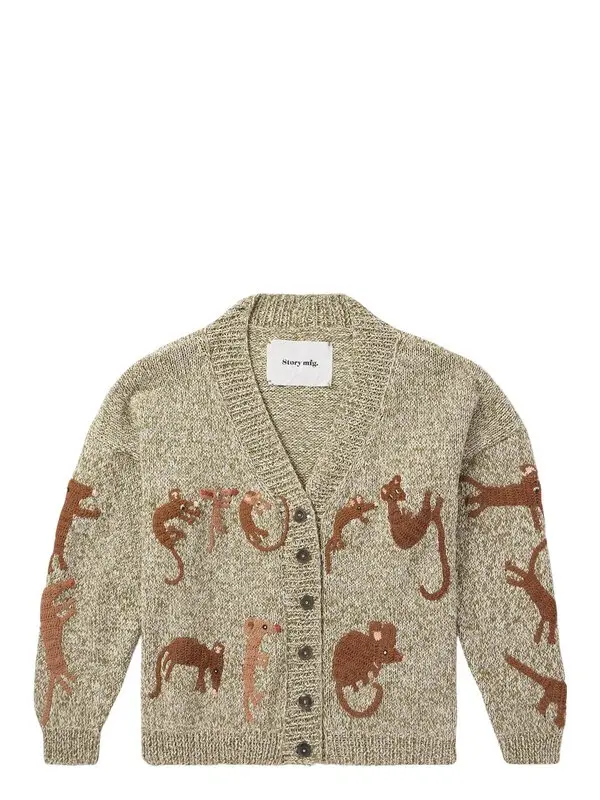 STORY MFG. Sunwell Embroidered Organic Cotton Cardigan - Green