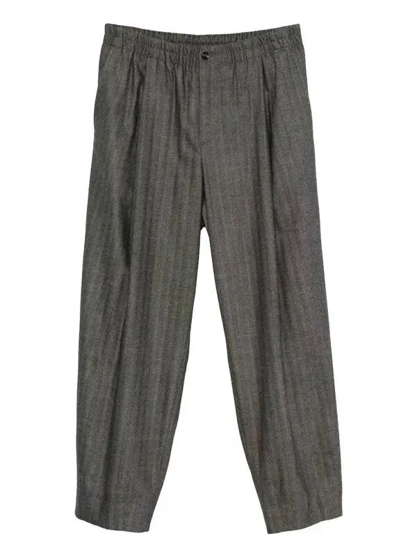 Giorgio Armani Herringbone Elasticated-waist Trousers - Black
