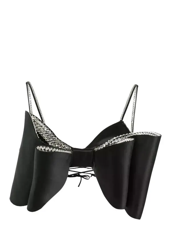 Mach & Mach Bow-detail Crystal-embellished Top - Black