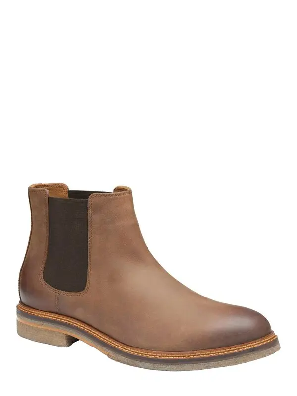 Johnston & Murphy Calder Plain Toe Chelsea Boot - Brown Oiled Full Grain