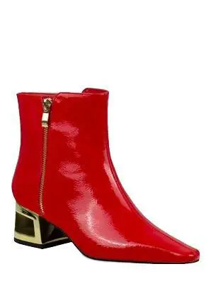 NINETY UNION Metallic Square Heel Bootie - Red