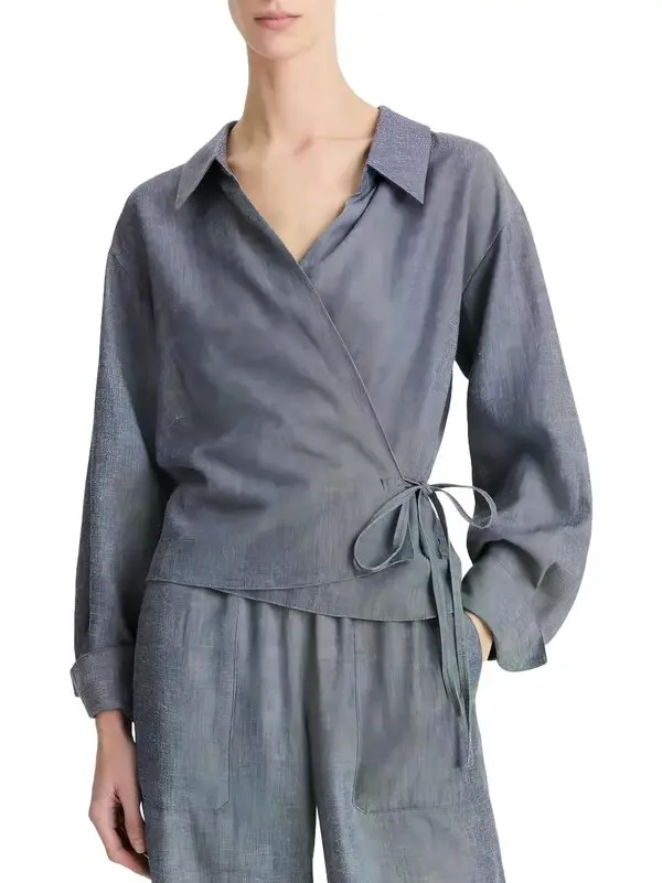 Vince Wrap-effect Collared Top - Blue