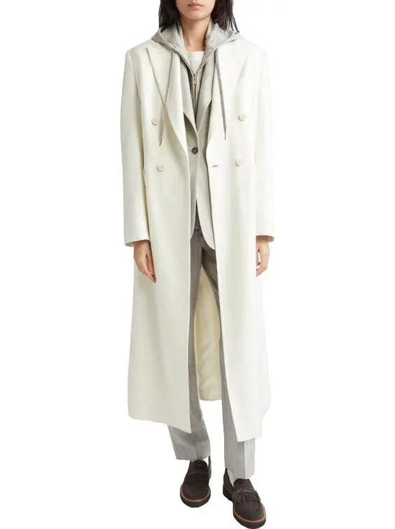 Eleventy Longline Wool & Silk Blend Coat - Vicuna