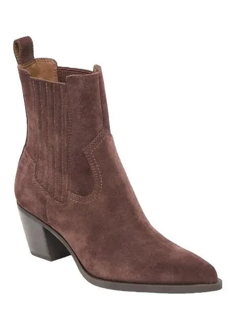 Dolce Vita Slim Pointed Toe Bootie - Mahogany Suede