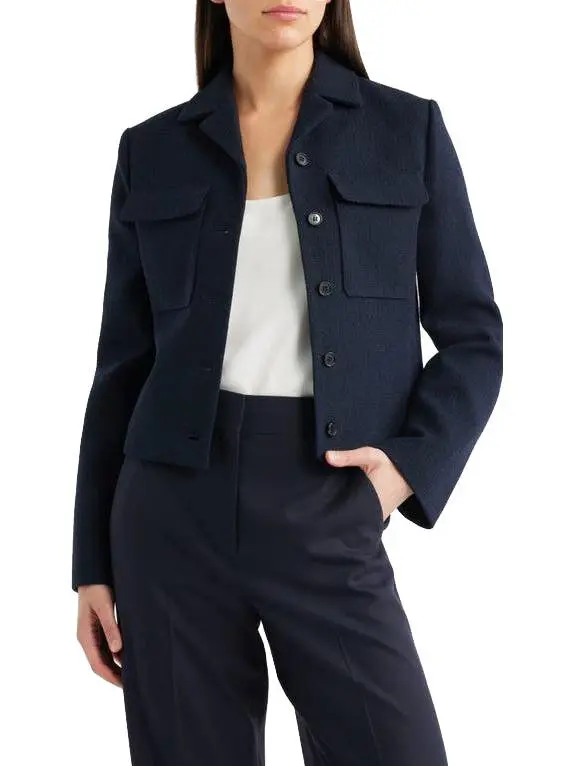 Theory Cropped Utility Jacket - Navy Multi