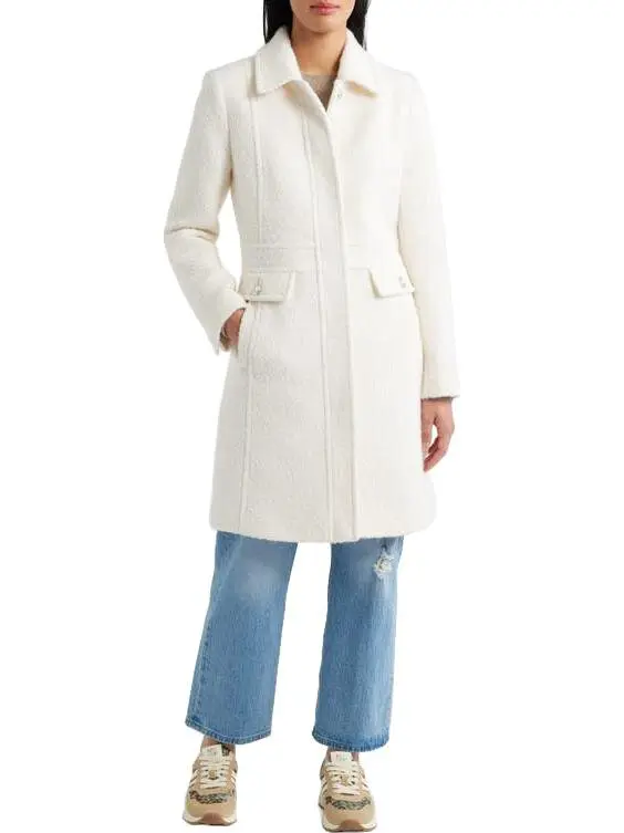 Sam Edelman Bouclé Longline Coat - Ivory