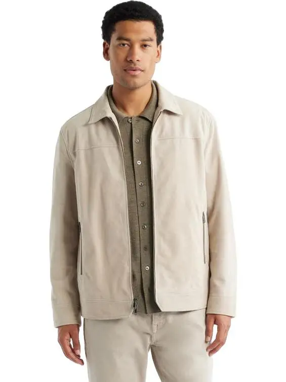 Nordstrom Suede Zip-front Jacket - Grey Feather