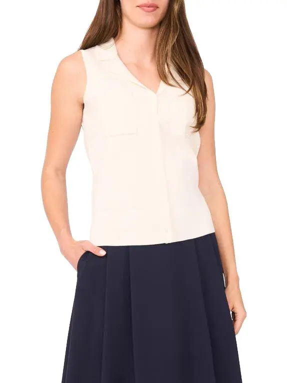 Halogen Lapel Collar Sweater Vest - New Ivory