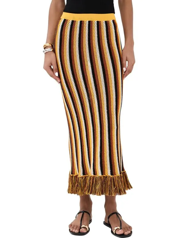 Escvdo Misti Crochet Midi Skirt - Yellow/tobacco