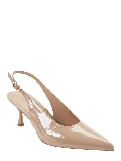 Marc Fisher Pointed Toe Slingback Pumps - Light Natural Patent