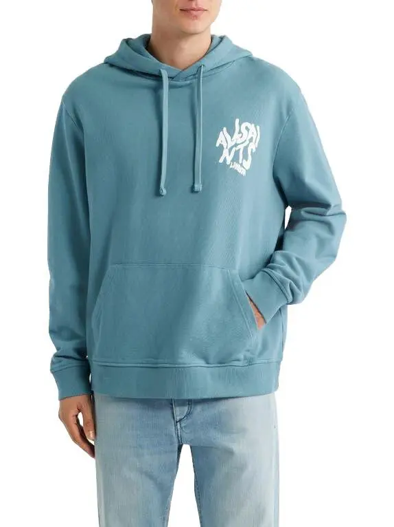All Saints Orlando Logo Graphic Hoodie - Eris Blue