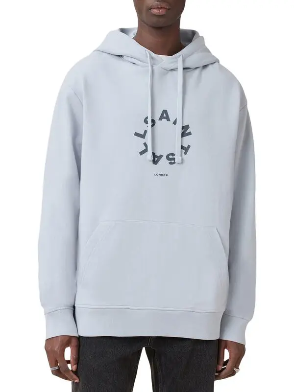 All Saints Tierra Logo Graphic Hoodie - Ashen Blue