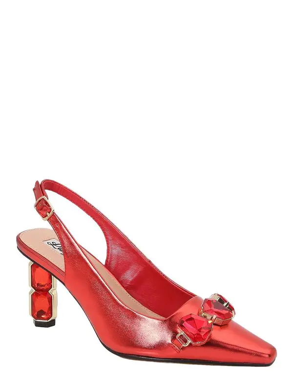 LADY COUTURE Jewel Heel Slingback Pumps - Red