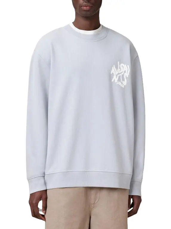 All Saints Orlando Logo Graphic Sweatshirt - Ashen Blue