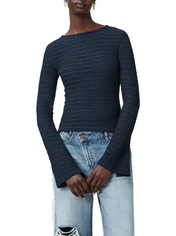 All Saints Aki Connie Boatneck Top - Midnight Blue