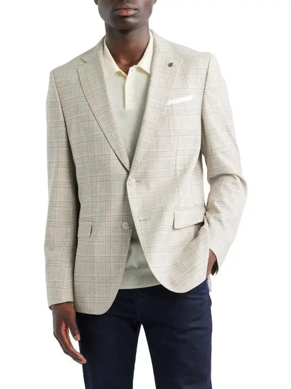 Hugo Boss Hutson Slim-fit Plaid Sport Coat - Open White