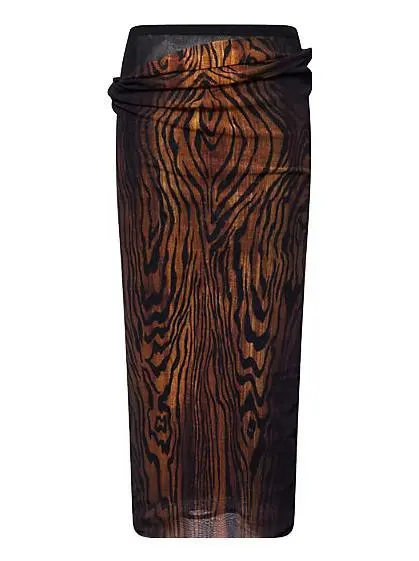 Jean Paul Gaultier Printed Slim-fit Woven Midi Skirt - Black/brown