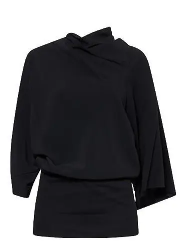 Rick Owens Cylinder Draped Woven Top - Black